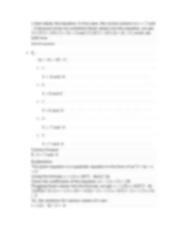 Quadratic Equations: Practice Test with Solutions | Exams Nursing | Docsity