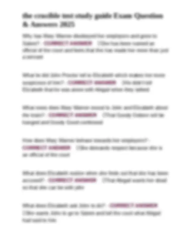 The Crucible Study Guide: Exam Questions and Answers | Exams Nursing ...