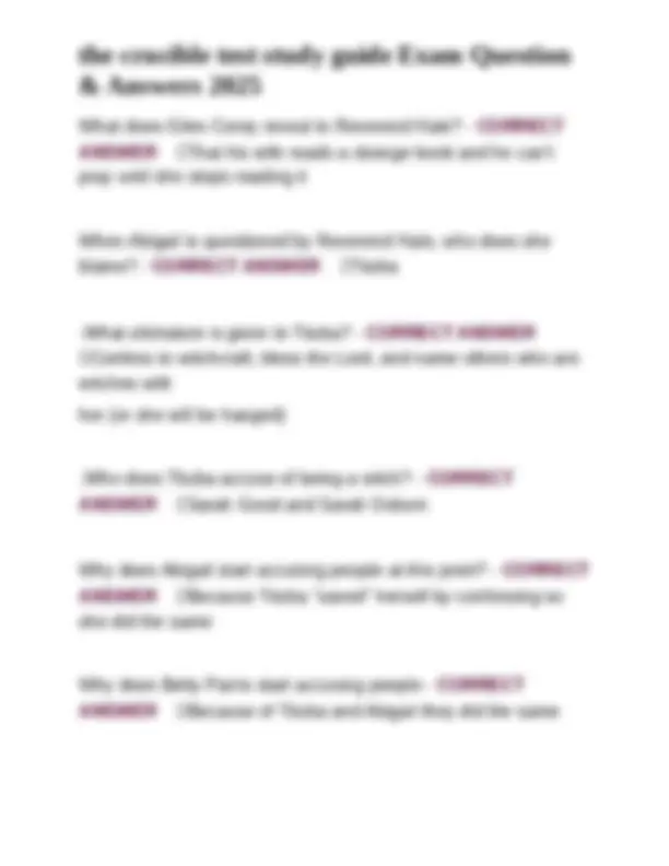 The Crucible Study Guide: Exam Questions and Answers | Exams Nursing ...