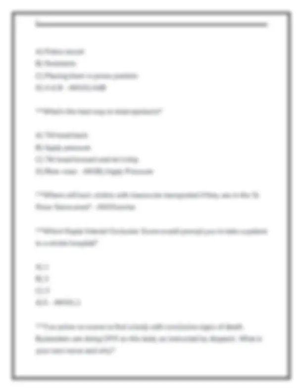 SNHD EMS Protocol Exam EMT (basic) Level & Practice Questions with ...