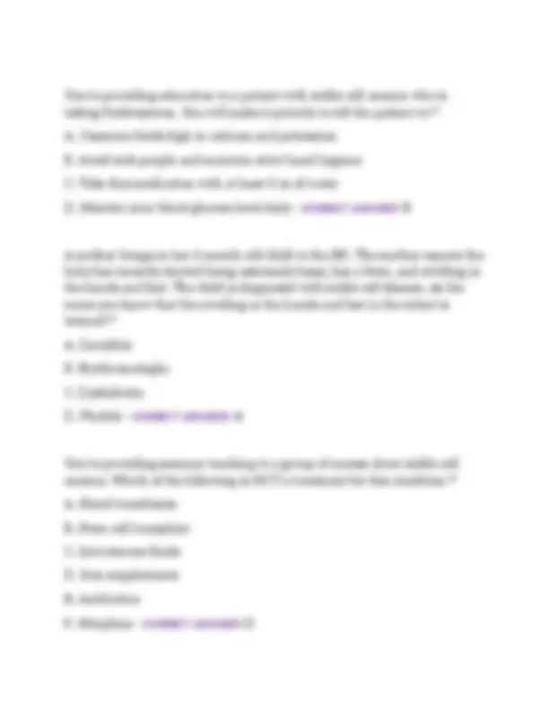 SICKLE CELL ANEMIA NCLEX QUESTIONS WTH ACTUAL CORRECT ANSWERS(VERIFIED ...