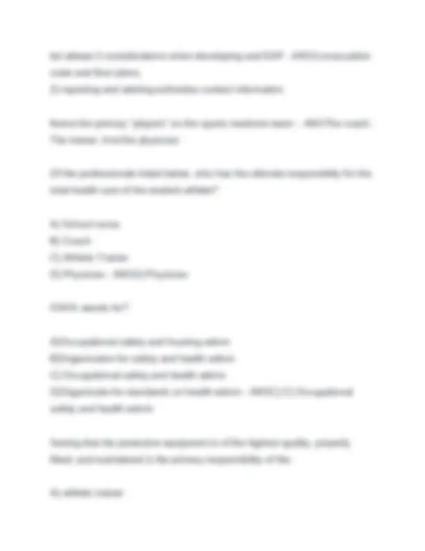 Sports Medicine and Exercise Science Test 1 Latest 2025-2026. Questions ...