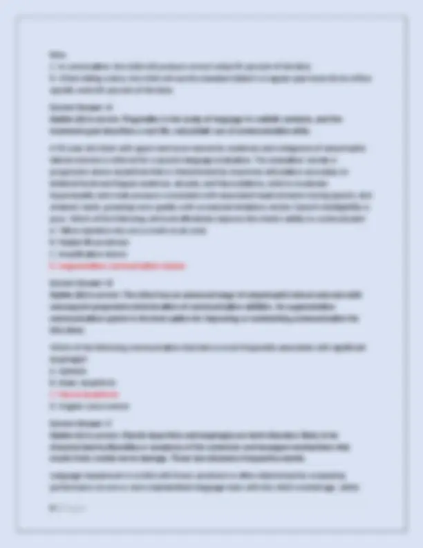 SLP PRAXIS FORM 1 EXAM 2025 | Exams Speech-Language Pathology | Docsity