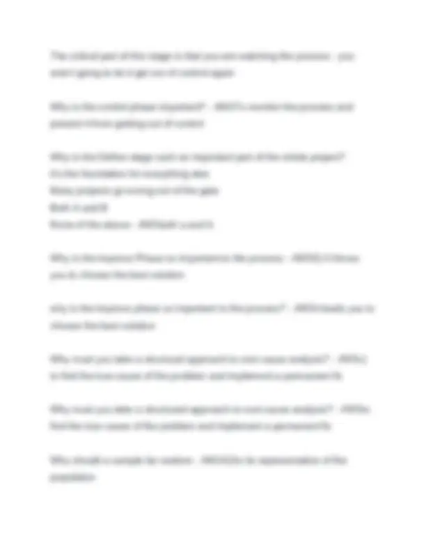 Lean Six Sigma Green Belt Test Bank Questions and Answers | Exams ...