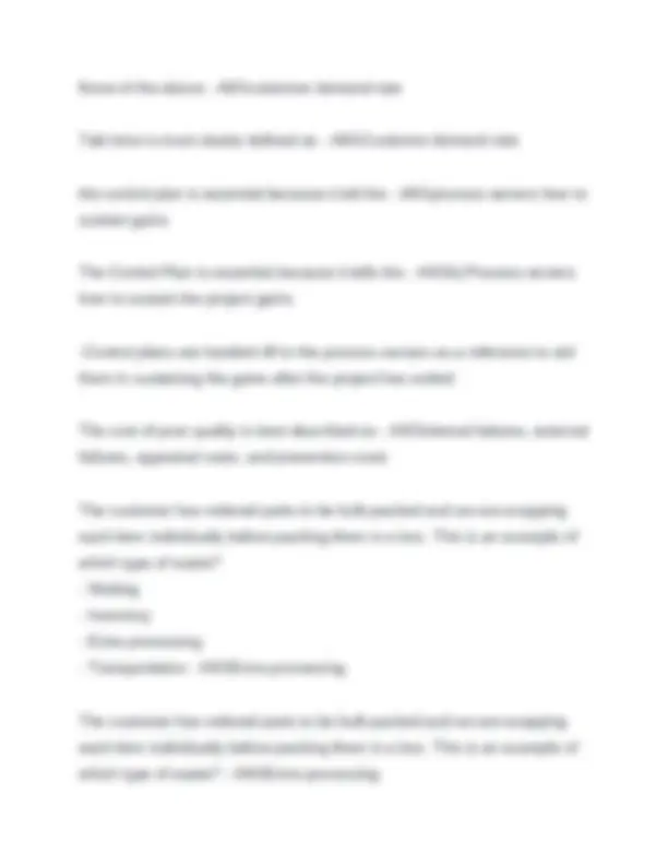 Lean Six Sigma Green Belt Test Bank Questions and Answers | Exams ...