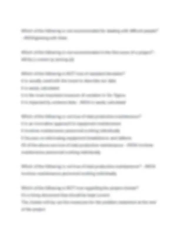 Lean Six Sigma Green Belt Test Bank Questions and Answers | Exams ...