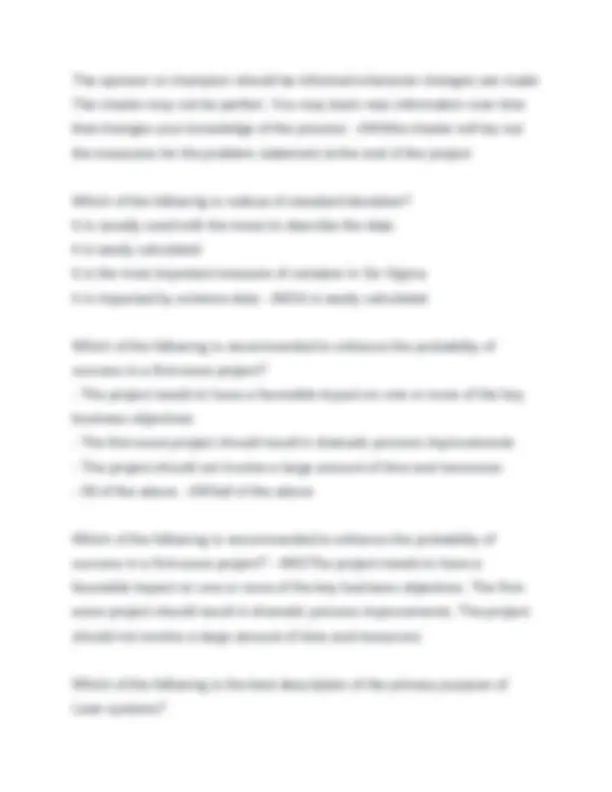 Lean Six Sigma Green Belt Test Bank Questions and Answers | Exams ...