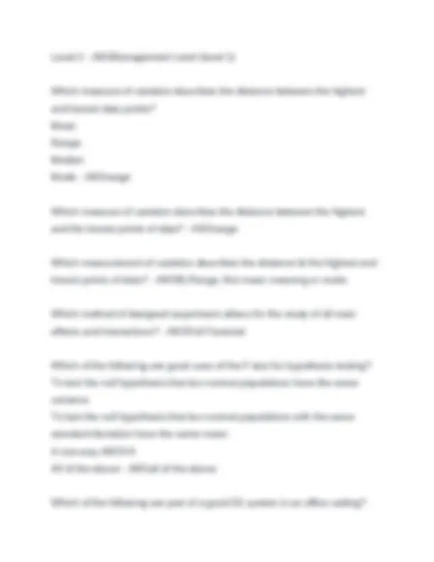 Lean Six Sigma Green Belt Test Bank Questions and Answers | Exams ...