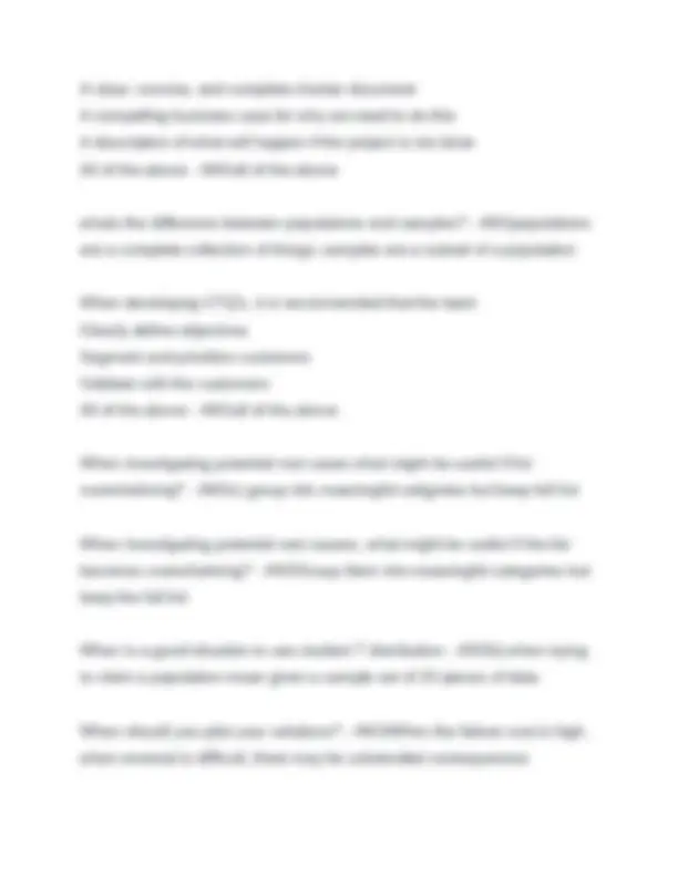 Lean Six Sigma Green Belt Test Bank Questions and Answers | Exams ...