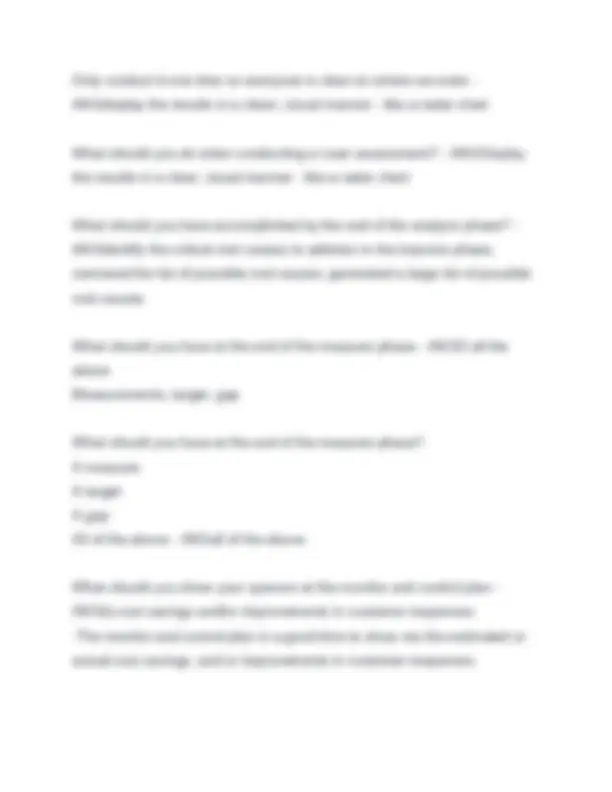 Lean Six Sigma Green Belt Test Bank Questions and Answers | Exams ...