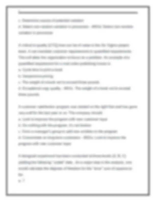 Lean Six Sigma Green Belt Practice Questions and Answers | Exams ...