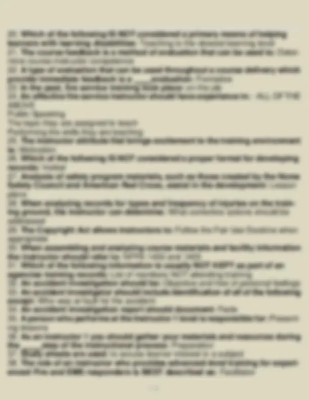 FIRE INSTRUCTOR 1 Final Exam Questions and Answers Latest Versions 2025 ...