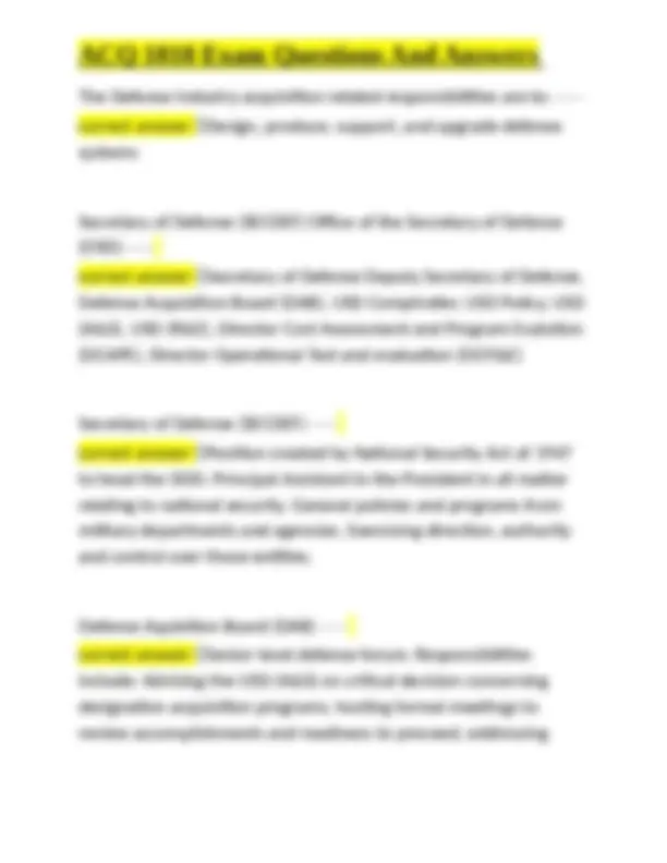 ACQ 1010 Exam: Defense Acquisition Guide | Exams Security Analysis ...