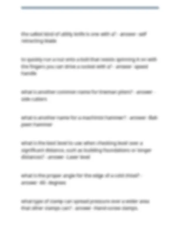 NCCER Module 3 Hand Tools Exam: Questions and Answers | Exams Nursing ...