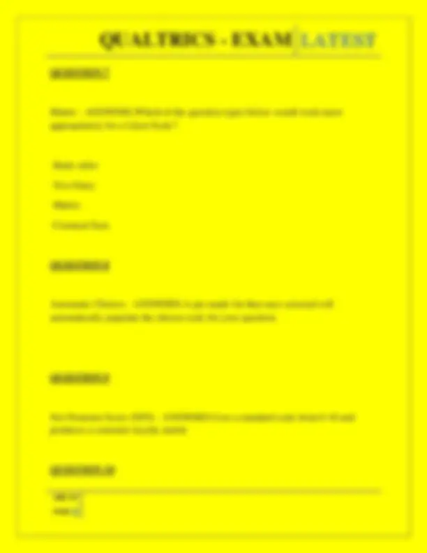 QUALTRICS - EXAM QUESTIONS AND ANSWERS 2025 | Exams Computer Science | Docsity