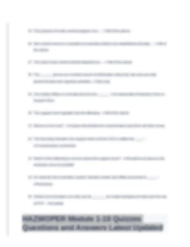 HAZWOPER Module 1-10 Quizzes Questions and Answers Latest Update 2025 ...