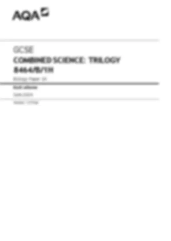 2024 AQA GCSE COMBINED SCIENCE: TRILOGY 8464/B/1H Higher Tier Biology Paper 1H Verified | Exams ...