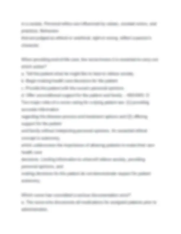 Nursing Ethics and Legal Considerations: A Quiz and Answer Key | Exams ...