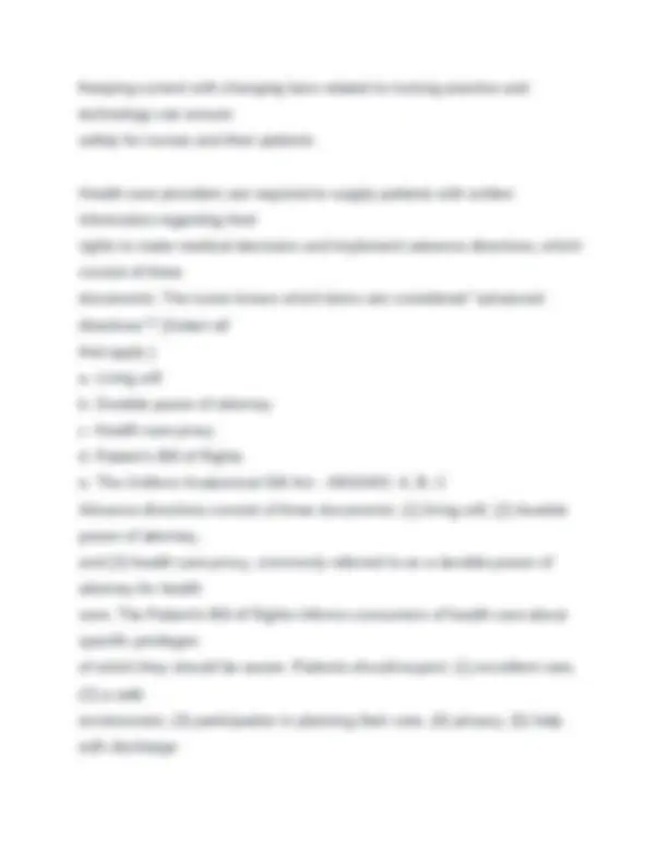 Nursing Ethics and Legal Considerations: A Quiz and Answer Key | Exams ...