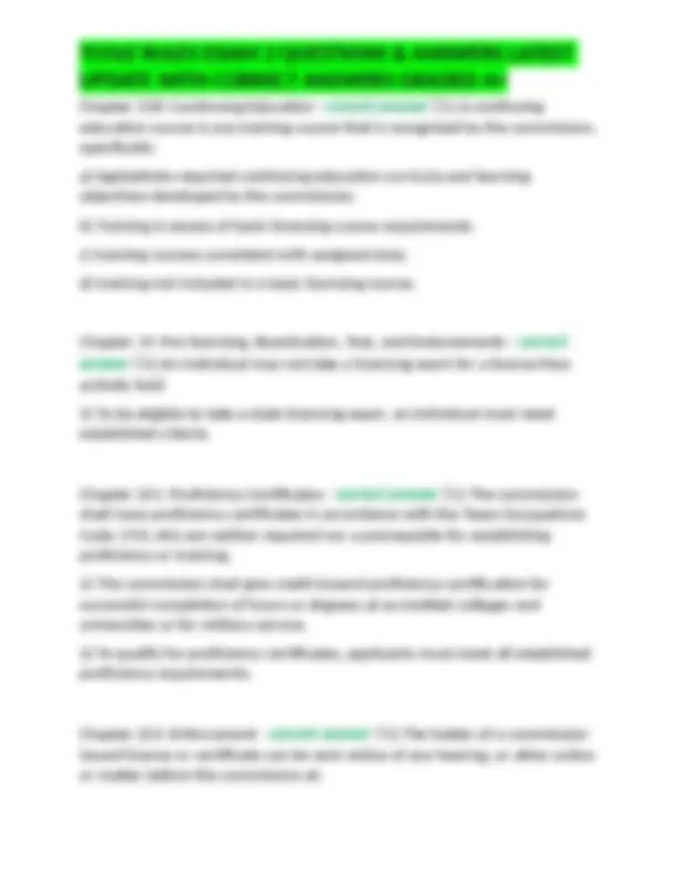 TCOLE Rules Exam Questions and Answers | Exams Nursing | Docsity