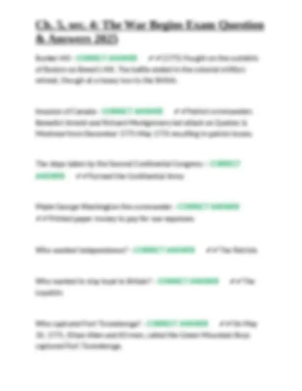 American Revolution: The War Begins - Exam Questions and Answers ...