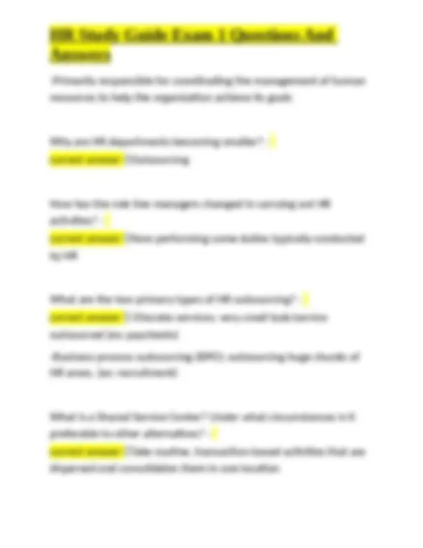 Human Resource Management (HRM): Exam 1 Questions and Answers | Exams ...