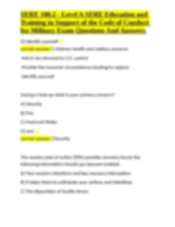 SERE 100.2 - Level A SERE Education and Training in Support of the Code ...