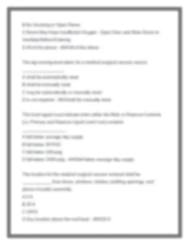 NFPA 99 Practice Set Questions and Answers: Medical Gas Systems | Exams Health sciences | Docsity