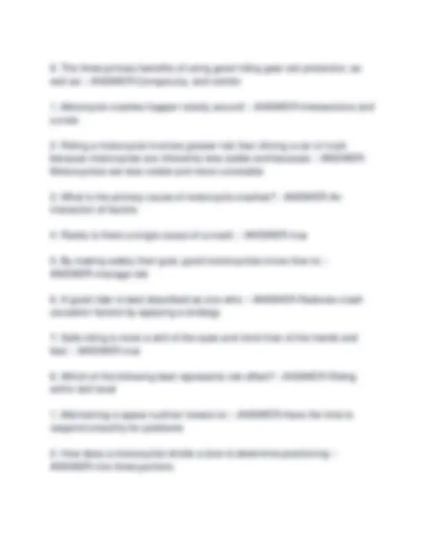 MSF (Motorcycle Safety Foundation) Rider's Course Exam 2024 Update ...