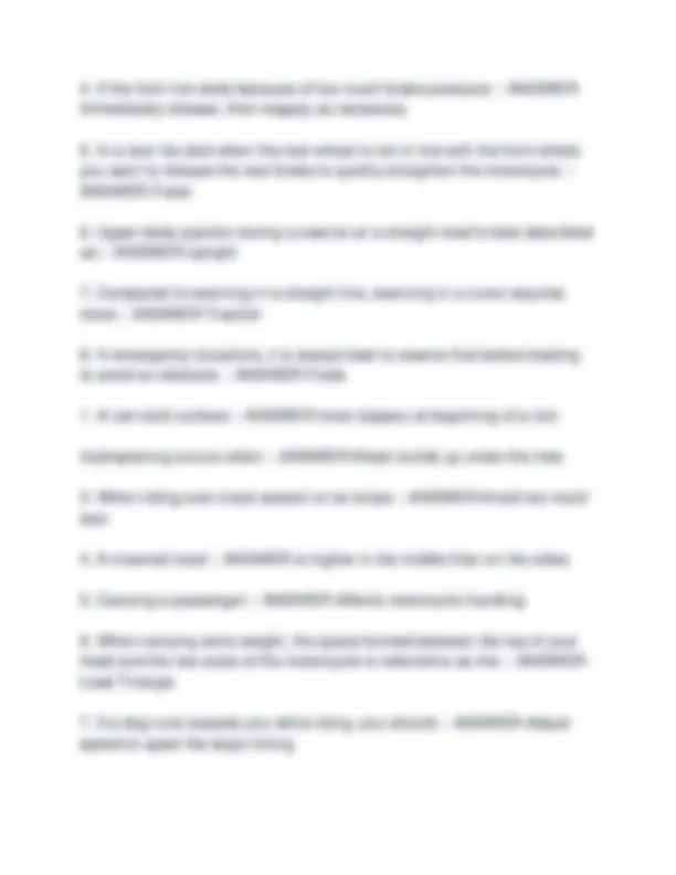 MSF (Motorcycle Safety Foundation) Rider's Course Exam 2024 Update ...