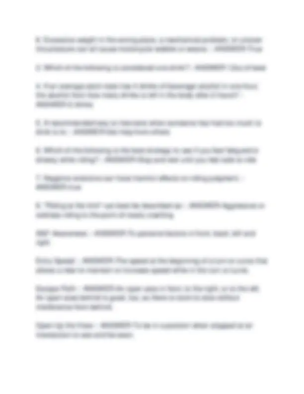 MSF (Motorcycle Safety Foundation) Rider's Course Exam 2024 Update ...