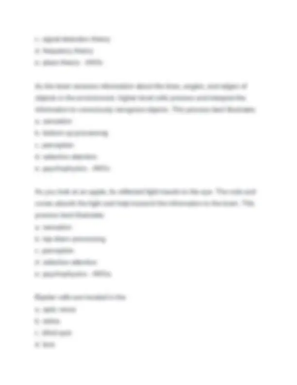 AP Psychology Unit 4 Test Bank: Sensation and Perception | Exams ...