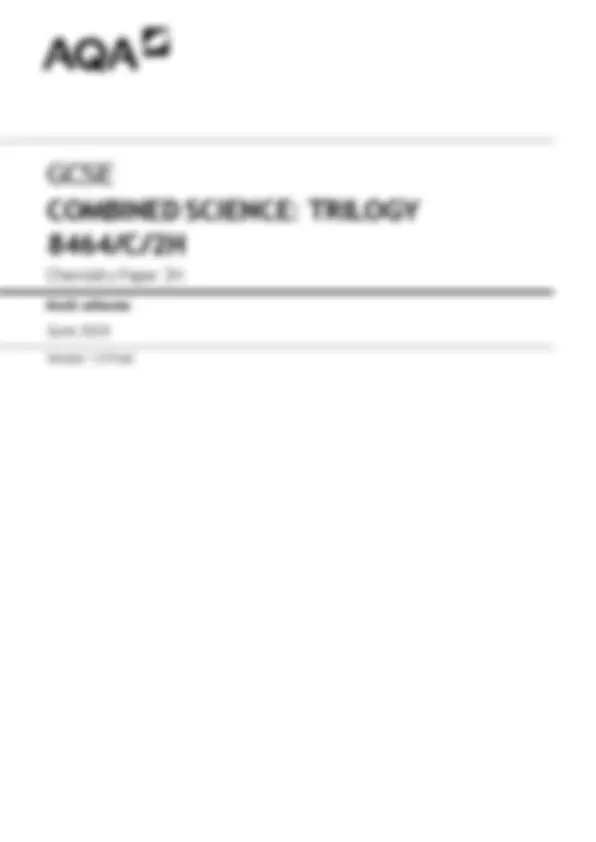 2024 AQA GCSE COMBINED SCIENCE: TRILOGY 8464/C/2H Higher Tier Chemistry Paper 2H Verifie | Exams ...