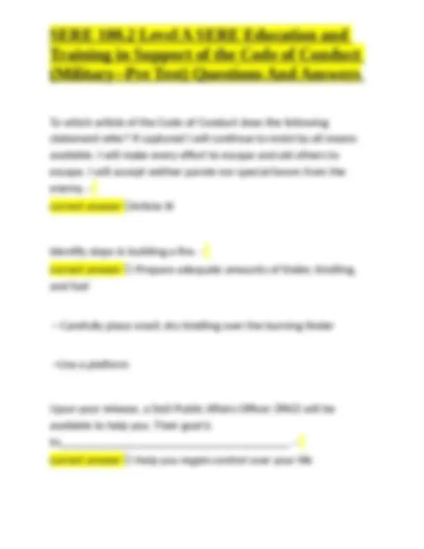 SERE 100.2 Level A SERE Education and Training in Support of the Code ...