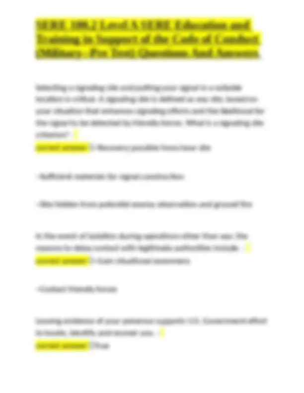 SERE 100.2 Level A SERE Education and Training in Support of the Code ...