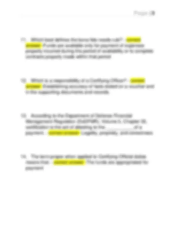 CFI 100: CERTIFYING OFFICER AND ACCOUNTABLE OFFICIAL 2025. | Exams Accounting | Docsity