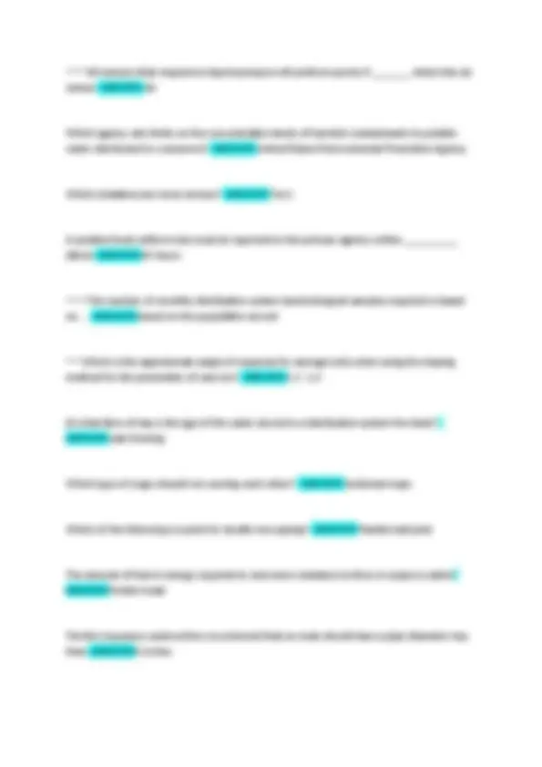 Water Distribution Systems: Questions and Answers | Exams Nursing | Docsity