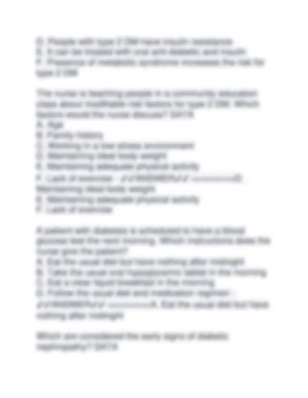 NURS 309 Quiz 9: Acute Type II Diabetes - Questions and Answers | Exams ...
