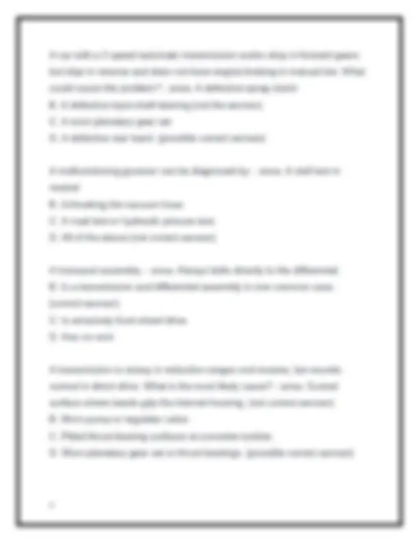 AUTOMATIC TRANSMISSIONS MICHIGAN MECHANIC STUDY GUIDE Q & A | Exams ...