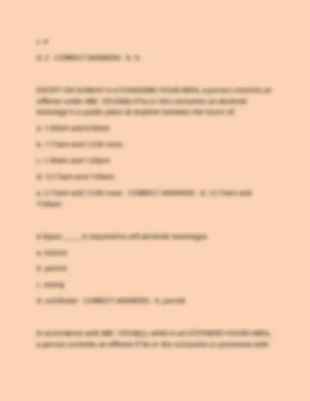 TABC EXAM: TEXAS ALCOHOLIC BEVERAGE CODE TOPIC, 2025/2026 WITH CORRECT/ACCURATE ANSWERS | Exams ...