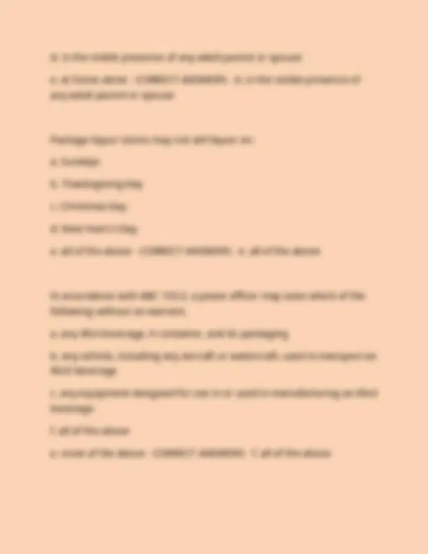 TABC EXAM: TEXAS ALCOHOLIC BEVERAGE CODE TOPIC, 2025/2026 WITH CORRECT/ACCURATE ANSWERS | Exams ...