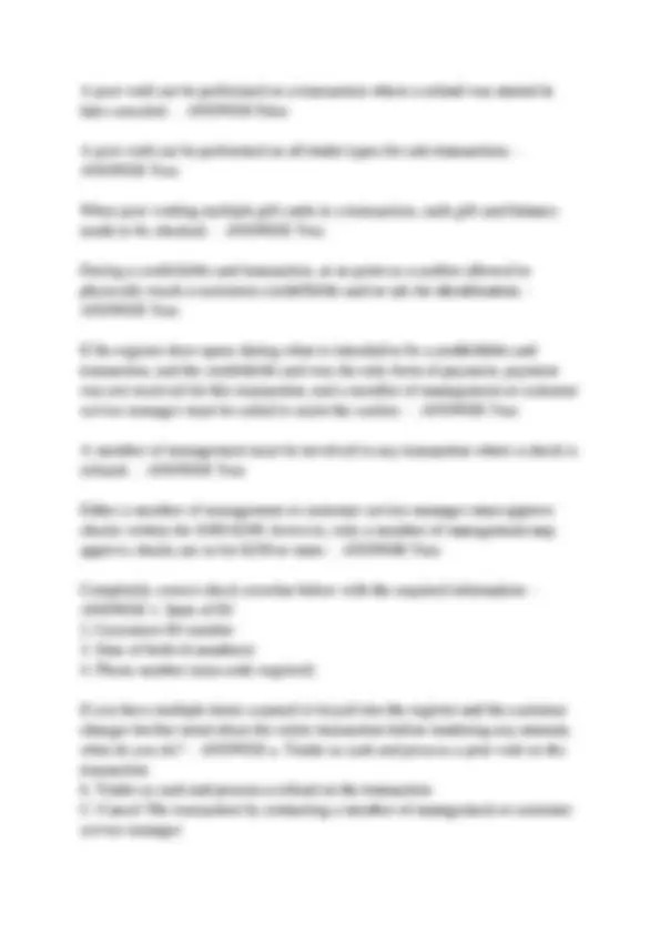 CASHIER EXAM QUESTIONS WITH 100% CORRECT ANSWERS | Exams Business ...