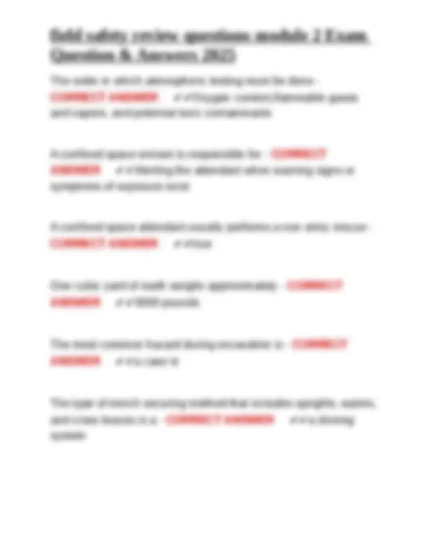 Field Safety Review Questions: Module 2 Exam Questions and Answers | Exams Nursing | Docsity