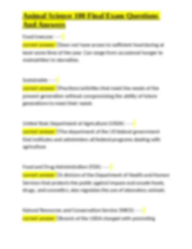 Animal Science 100 Final Exam Questions And Answers | Exams Animal ...