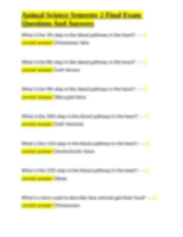 Animal Science Semester 2 Final Exam Questions And Answers | Exams ...