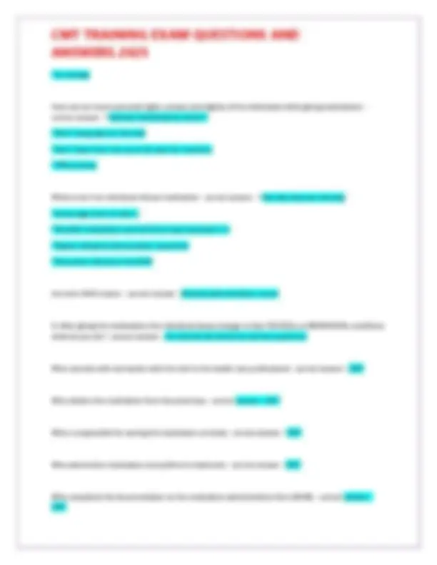 CMT TRAINING EXAM QUESTIONS AND ANSWERS. | Exams Training and ...