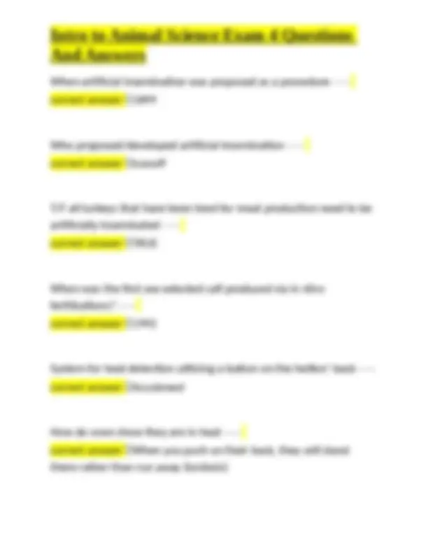 Intro to Animal Science Exam 4 Questions And Answers | Exams Animal ...