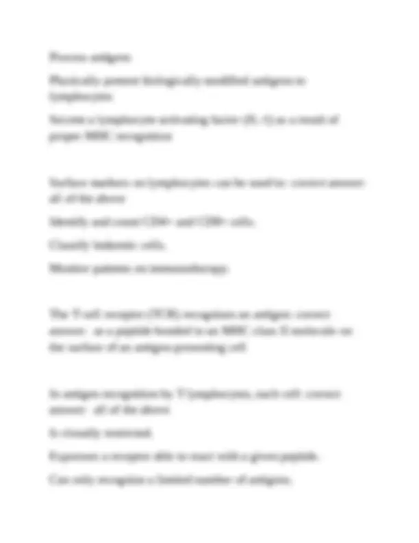 Immunology and Serology Final Exam questions with complete solutions | Exams Nursing | Docsity