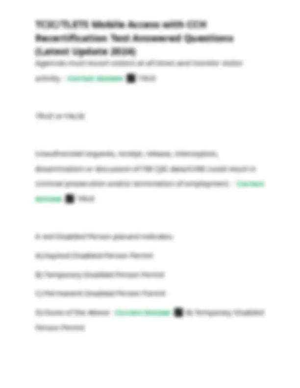 TCIC/TLETS Mobile Access with CCH Recertification Test: Questions and ...