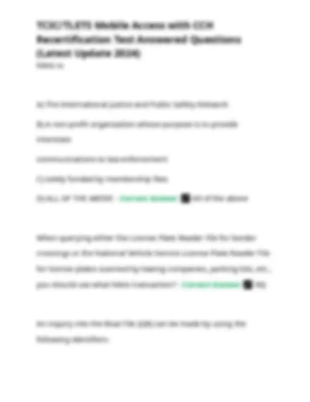 TCIC/TLETS Mobile Access with CCH Recertification Test: Questions and ...